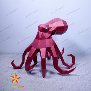 Papercraft Octopus PDF, SVG Template for Cricut Project - DIY Octopus ...