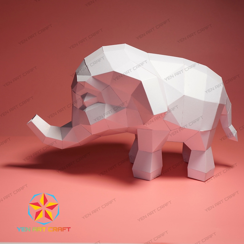Elephant Papercraft PDF SVG Template for Creating 3D Elephant Paper ...