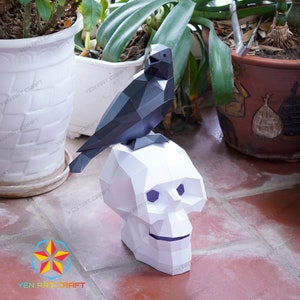 Papercraft Raven and Skull PDF, SVG Template for Cricut Project - DIY ...