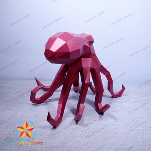 Papercraft Octopus PDF, SVG Template for Cricut Project - DIY Octopus ...
