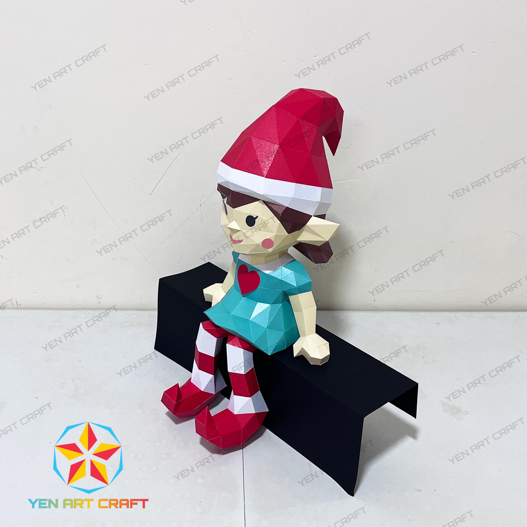 3D Female Elf Christmas Papercraft | DIY SVG PDF Template for Cricut ...