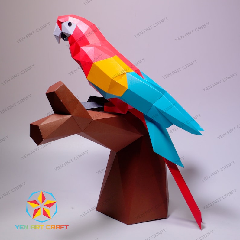 DIY Papercraft Parrot, Macaw PDF, SVG Template, 3D Macaw Paper Craft ...