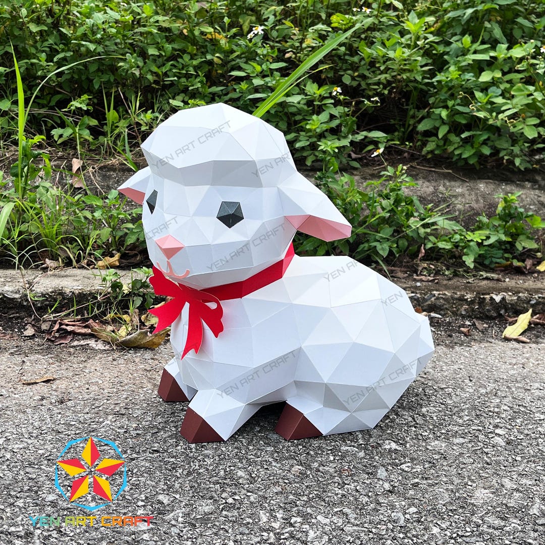 Cute Lamb Papercraft Template: Diy Low Poly Lamb, 3D Paper Model, Home ...
