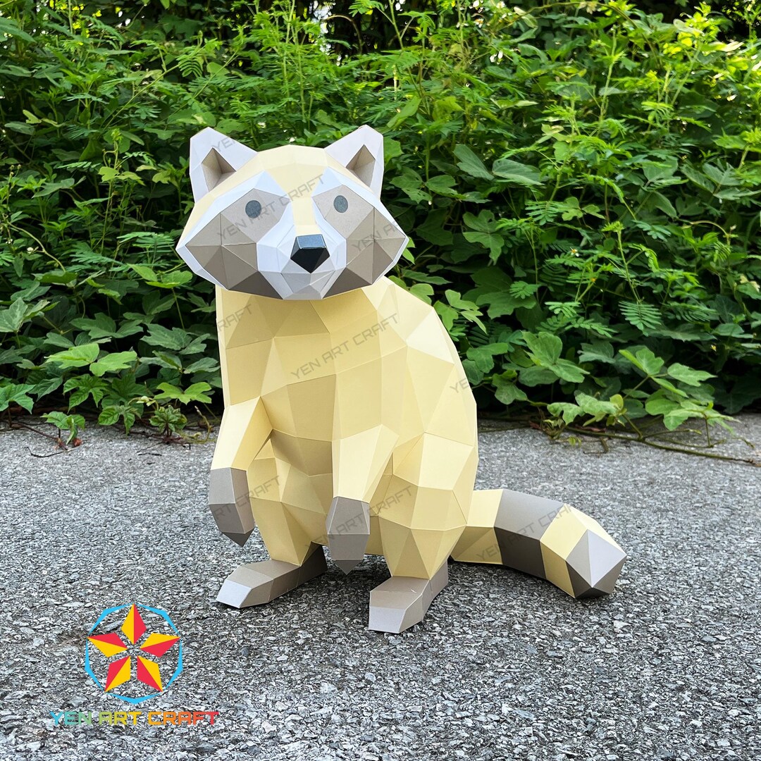 3D Racoon Papercraft PDF, SVG Template for Cricut Projects - Diy Racoon ...
