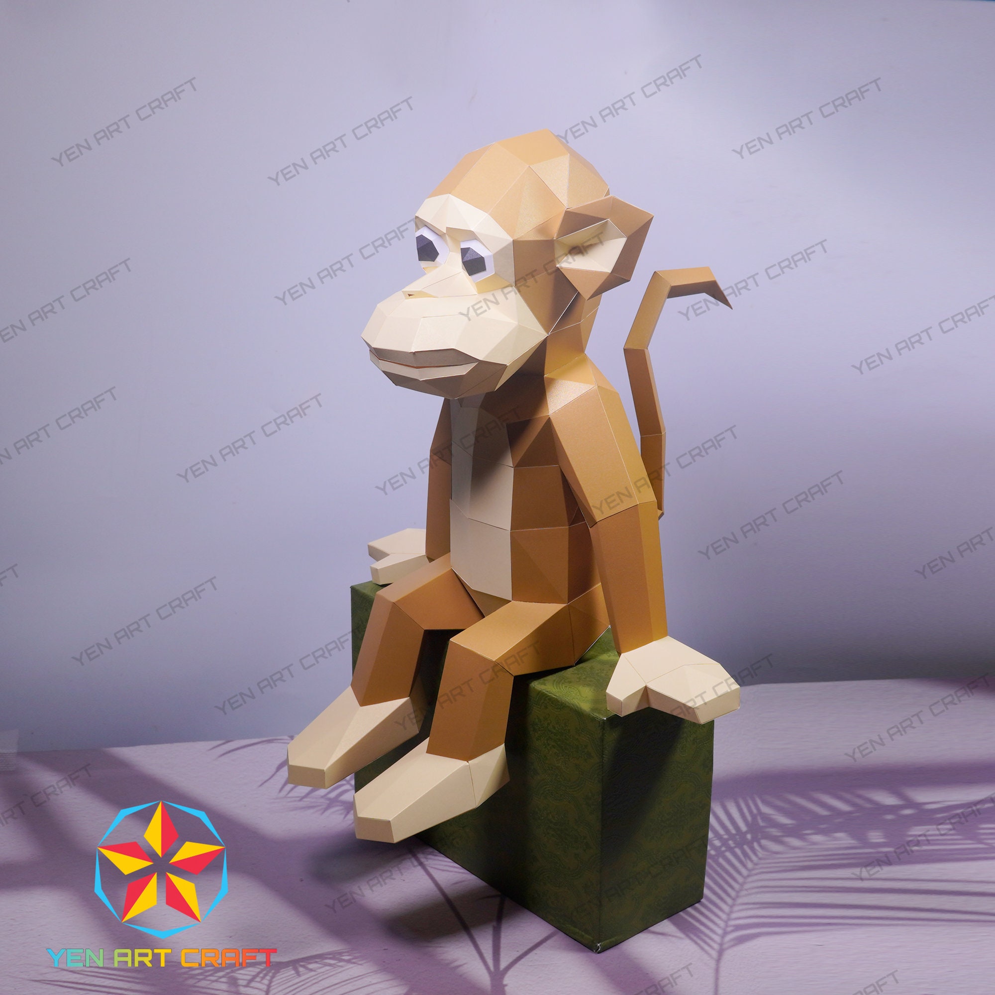 Papercraft Monkey PDF, SVG Template for Cricut Project - DIY Monkey ...
