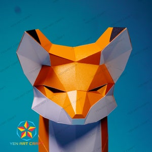 Low Poly Fox Sitting 3D Papercraft PDF, SVG Template for Creating 3D ...
