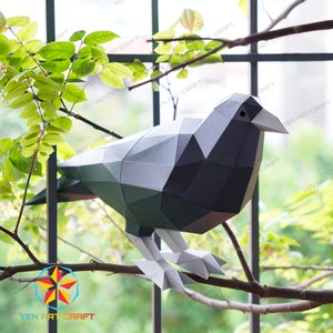 Papercraft Raven PDF, SVG Template for Cricut Project - DIY Raven Paper ...