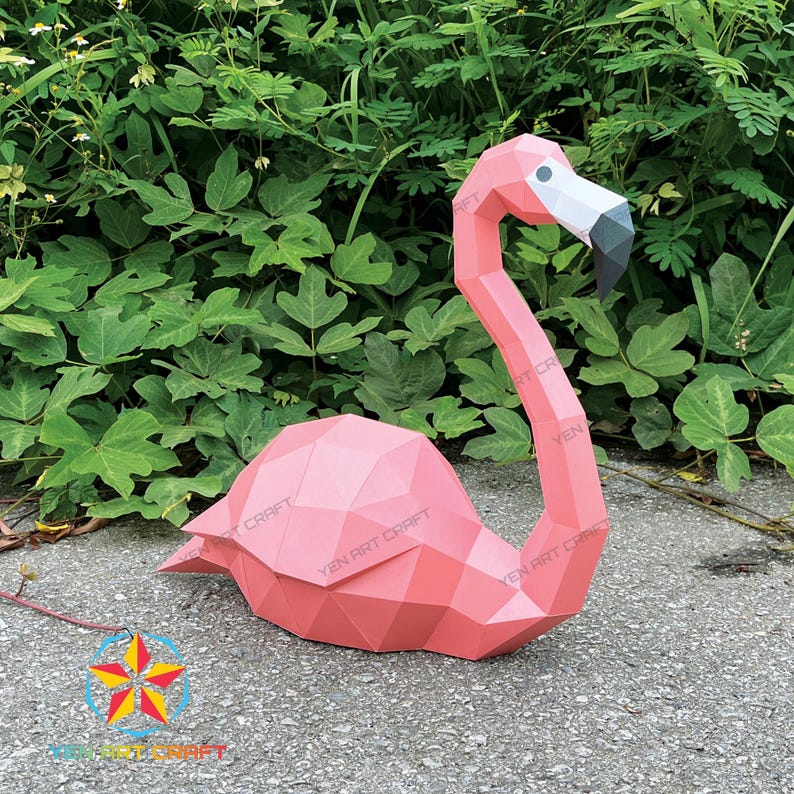 Flamingo Papercraft PDF, SVG Template for Cricut Projects - Diy ...
