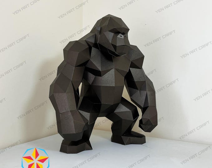 Gorilla Papercraft Sculpture, Printable 3D Puzzle, Papercraft Pdf ...