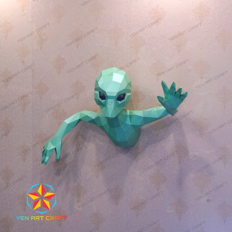 3D Papercraft Alien PDF SVG Template 3D Alien Paper Craft - Etsy