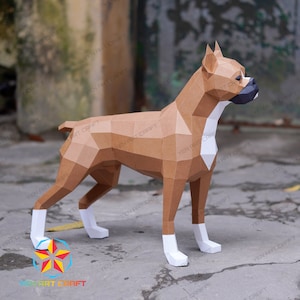 Papercraft Boxer Dog PDF, SVG Template for Cricut Project - DIY Boxer ...