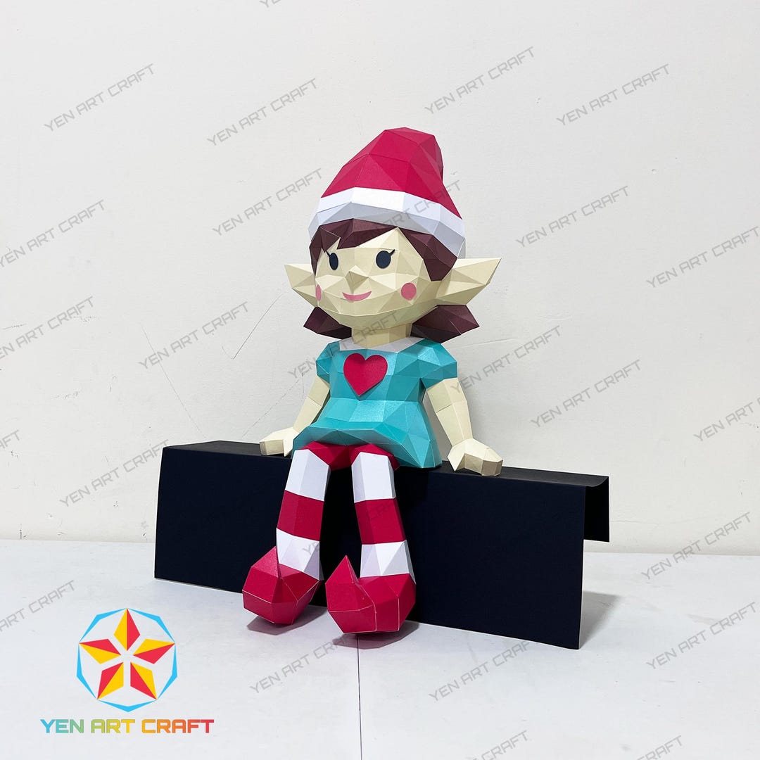 3D Female Elf Christmas Papercraft | DIY SVG PDF Template for Cricut ...