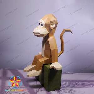 Papercraft Monkey PDF, SVG Template for Cricut Project - DIY Monkey ...