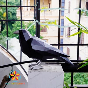 Papercraft Raven PDF, SVG Template for Cricut Project - DIY Raven Paper ...
