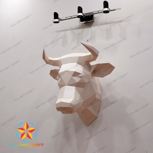 Papercraft Bull Head PDF, SVG Template for Cricut Project - DIY Bull ...