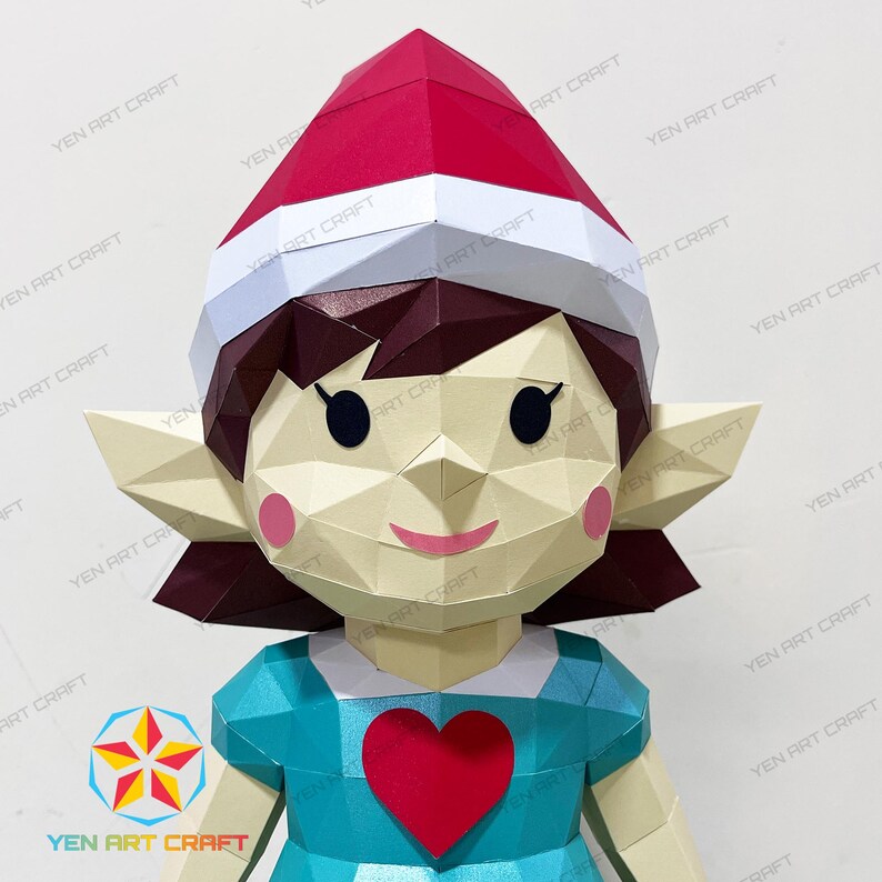 3D Female Elf Christmas Papercraft | DIY SVG PDF Template for Cricut ...