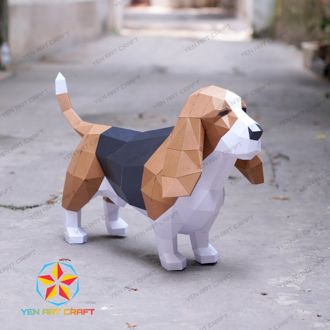 Papercraft Basset Hound Dog PDF, SVG Template for Cricut Project - DIY ...