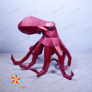 Papercraft Octopus PDF, SVG Template for Cricut Project - DIY Octopus ...