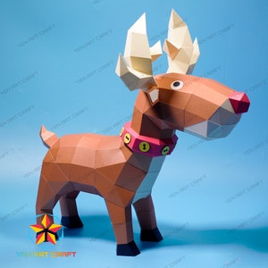 Papercraft Reindeer Rudolph PDF, SVG Template for Cricut Projects ...
