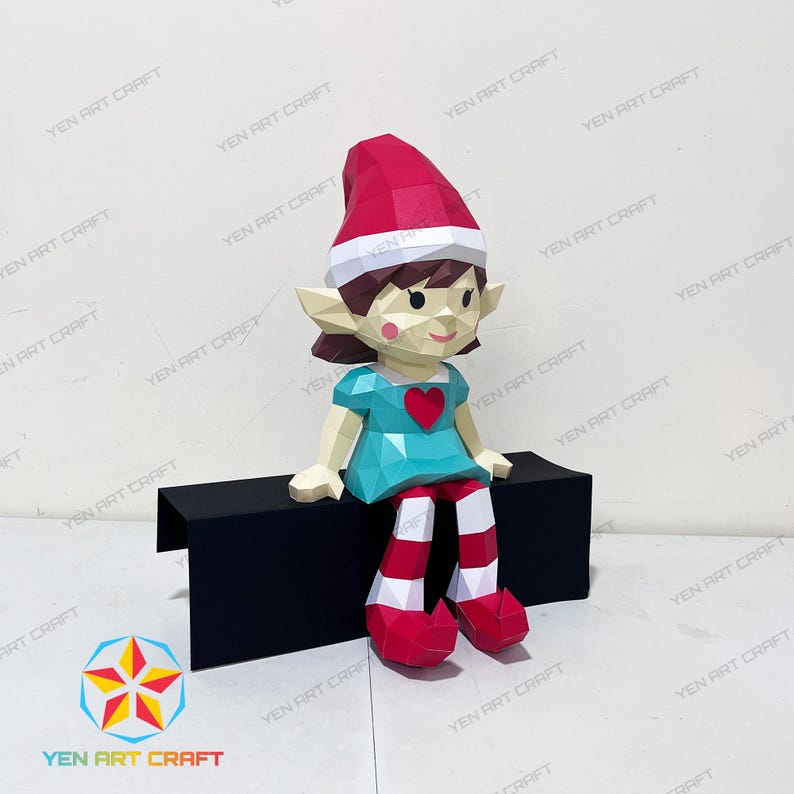 3D Female Elf Christmas Papercraft | DIY SVG PDF Template for Cricut ...