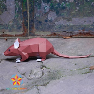 Papercraft Rat PDF, SVG Template for Cricut Project - DIY Rat Paper ...