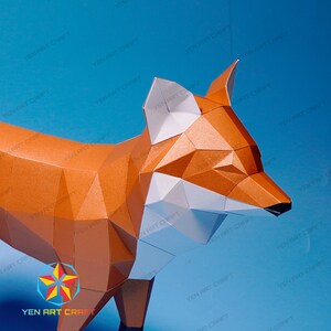 Low Poly Fox Walking 3D Papercraft PDF, SVG Template for Creating 3D ...