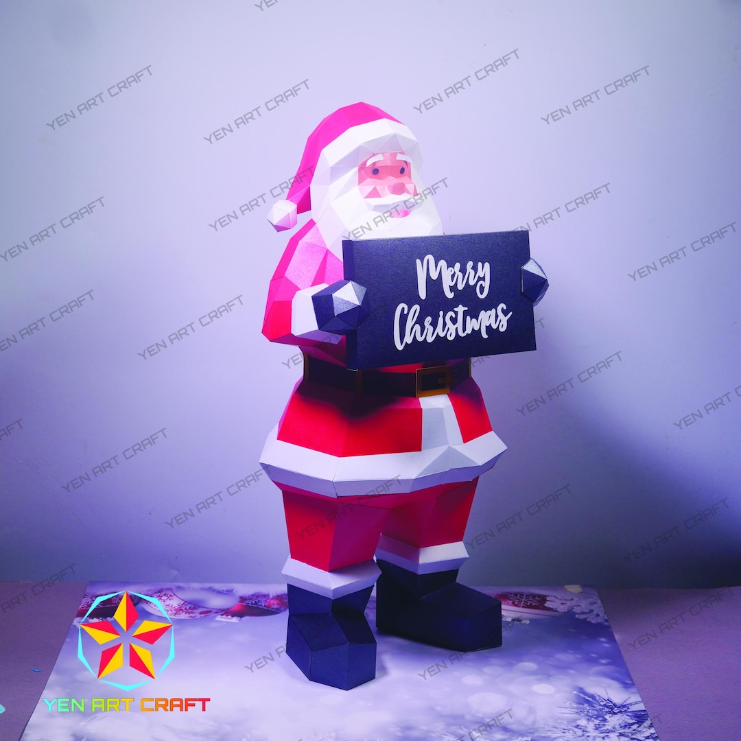 Papercraft Santa Holding Board PDF, SVG Template for Cricut Project ...