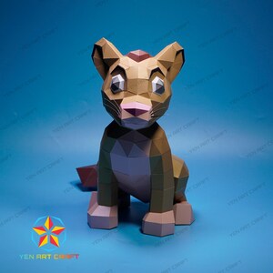 DIY Simba Papercraft PDF SVG Template for Creating 3D Simba Sitting ...