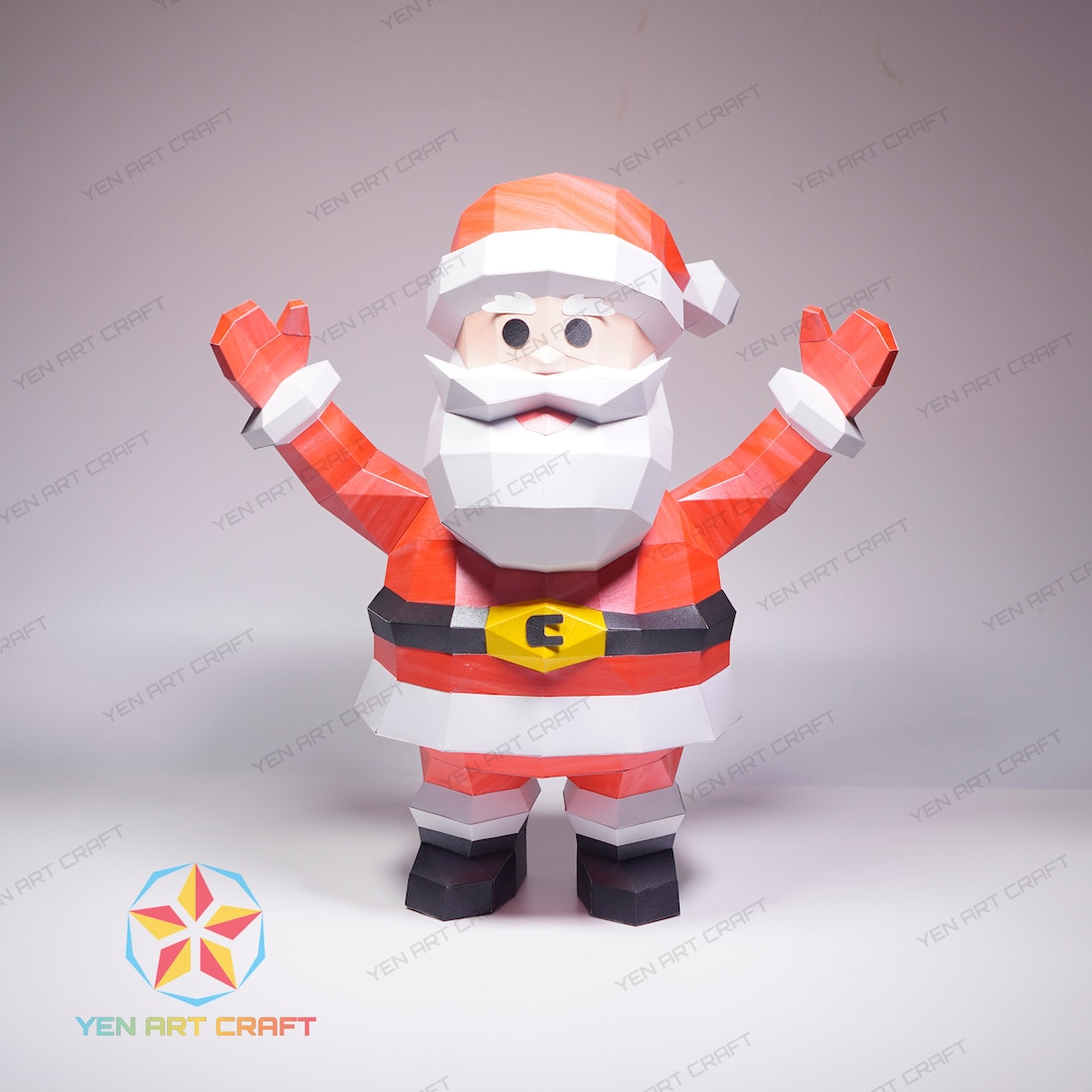 Papercraft Santa Claus PDF SVG Template for Creating 3D Santa Claus ...