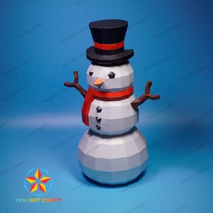Snowman Papercraft PDF SVG Template for Creating 3D Snowman Paper Craft ...