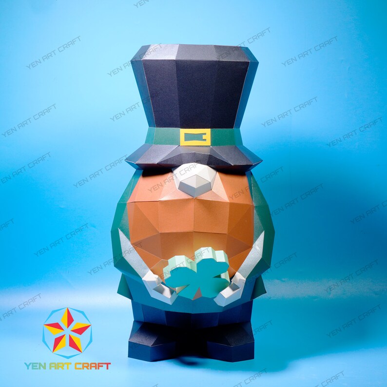 3D Papercraft Gnome Leprechaun PDF, SVG Template for Cricut Projects ...