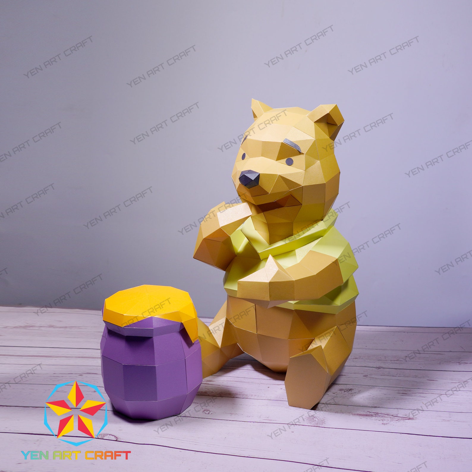 Papercraft Bear and Honey PDF, SVG Template for Cricut Project - DIY ...
