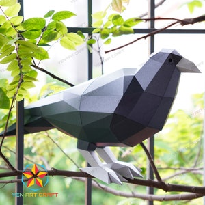 Papercraft Raven PDF, SVG Template for Cricut Project - DIY Raven Paper ...