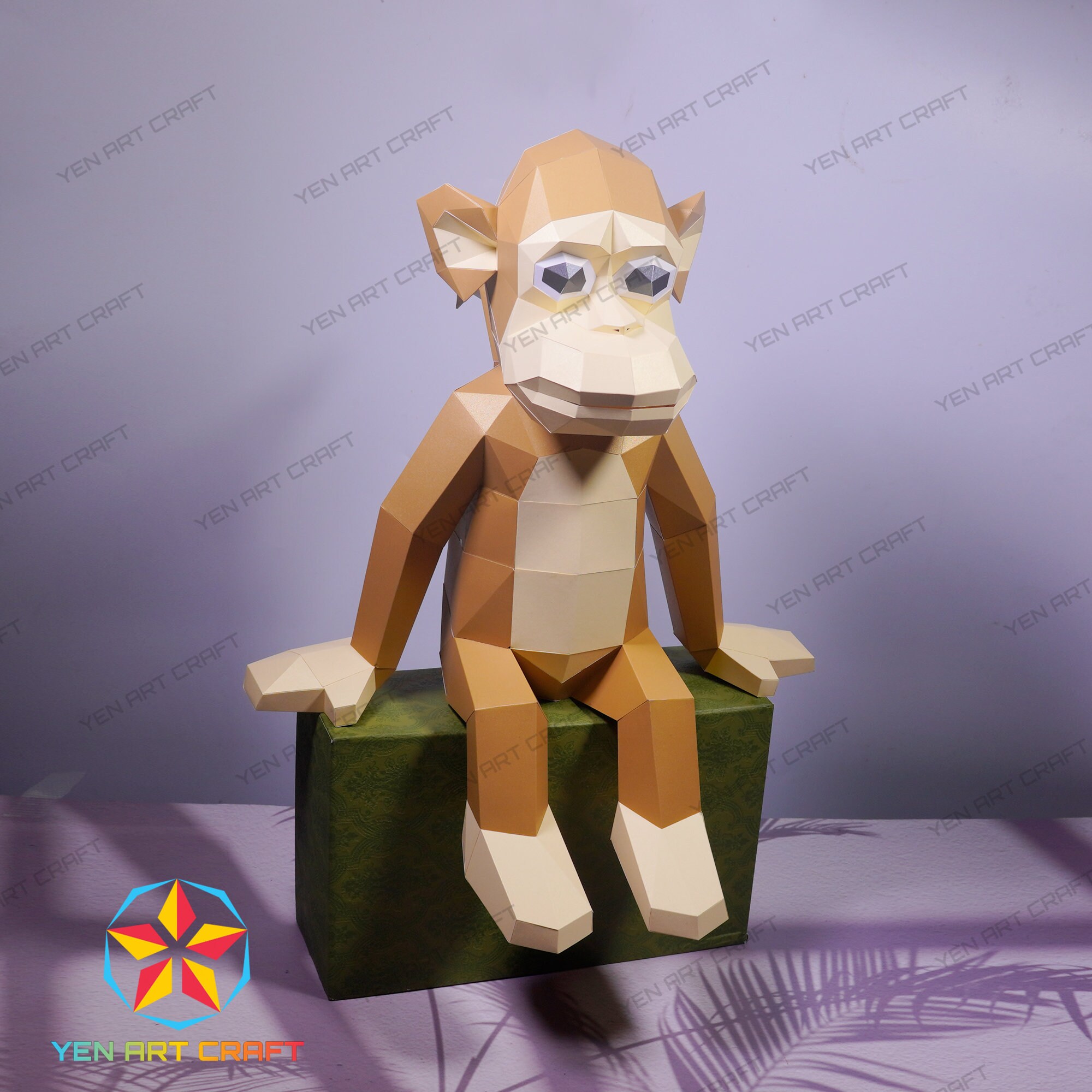 Papercraft Monkey PDF, SVG Template for Cricut Project - DIY Monkey ...