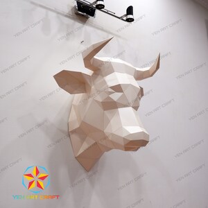 Papercraft Bull Head PDF, SVG Template for Cricut Project - DIY Bull ...