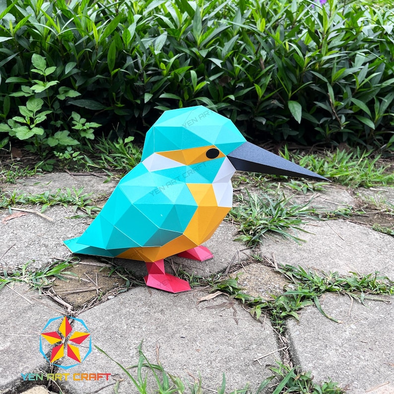 Kingfisher Bird Papercraft Template: Diy Low Poly Kingfisher Bird ...