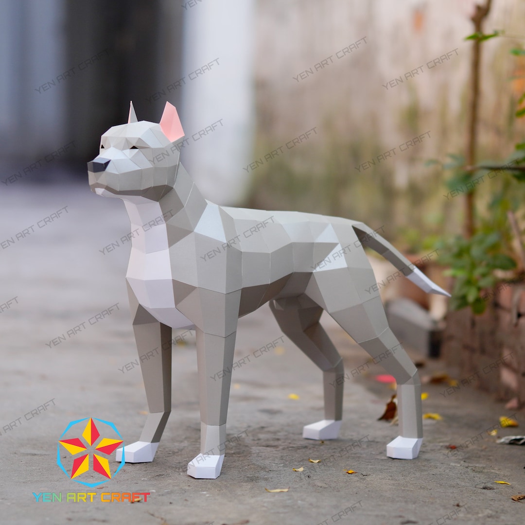 Papercraft Pitbull PDF, SVG Template for Cricut Project - DIY Pitbull ...