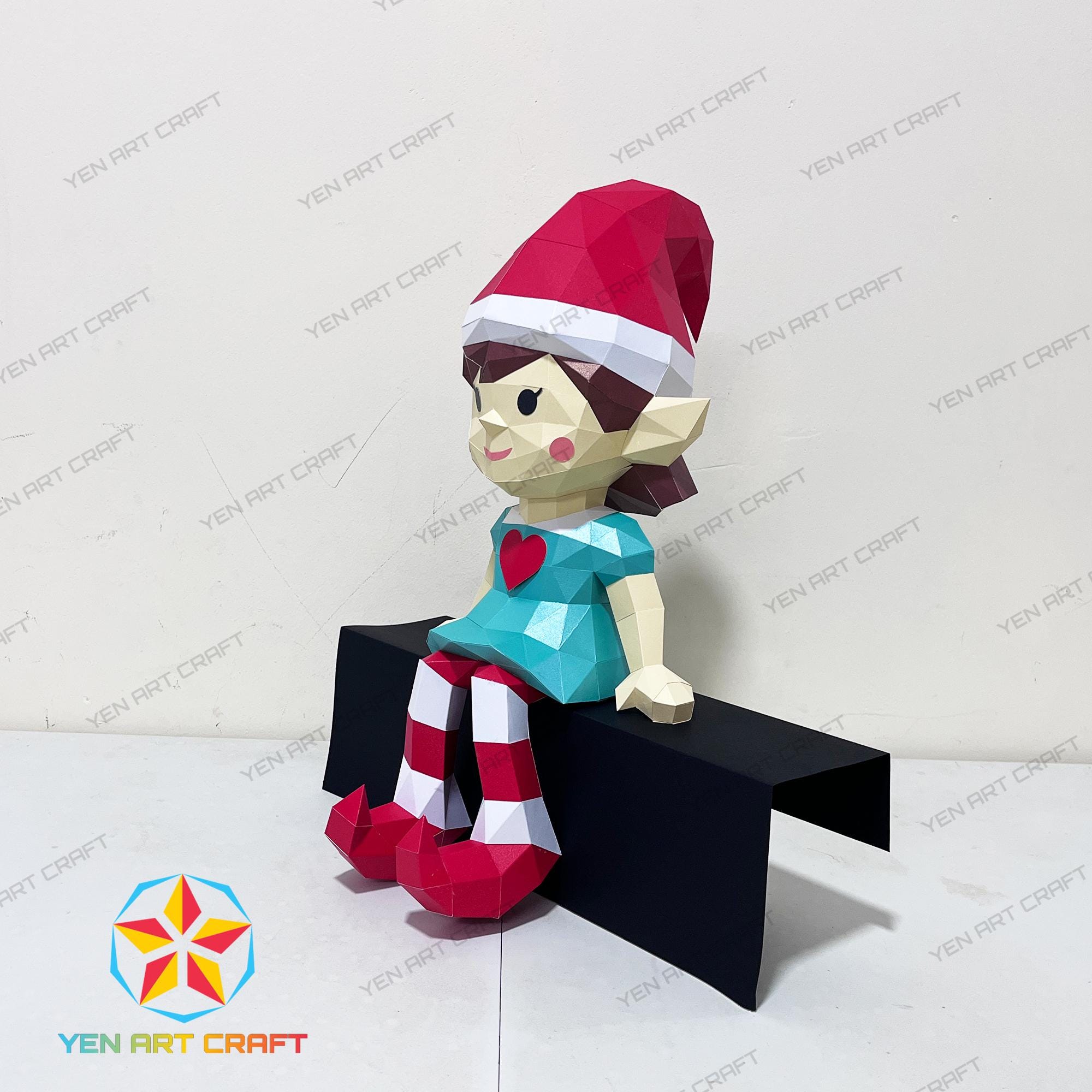 3D Female Elf Christmas Papercraft | DIY SVG PDF Template for Cricut ...