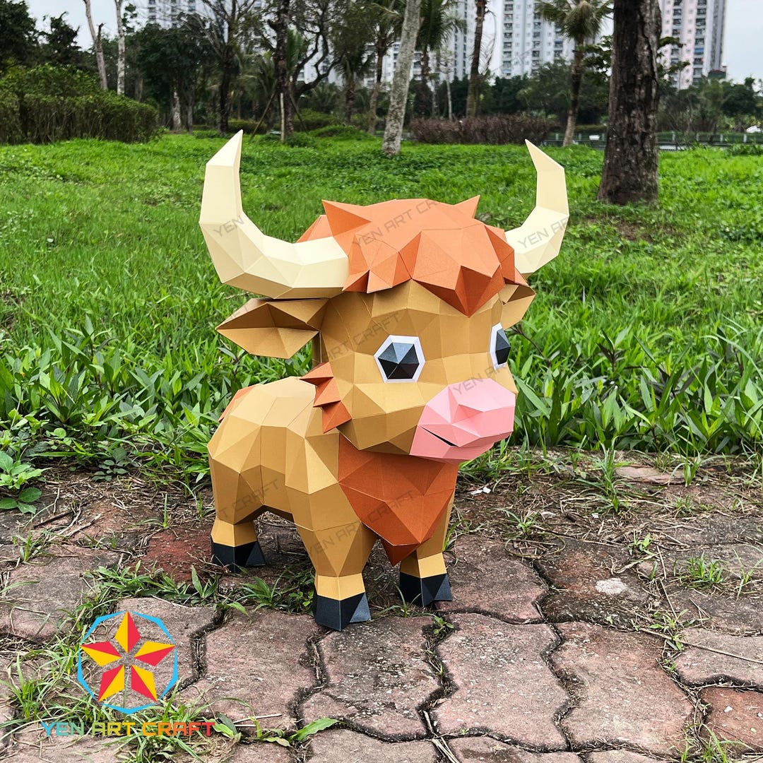 Cute Highland Cow 3D Papercraft PDF, SVG Template for Cricut Projects ...