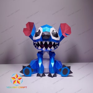 Papercraft Stitch PDF SVG Template for Cricut Projects - Stitch Low ...
