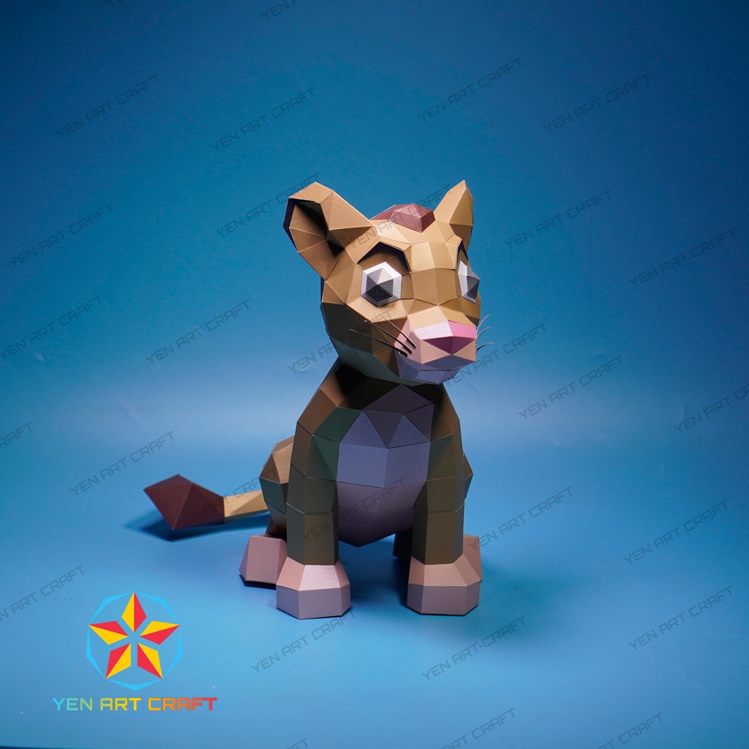 DIY Simba Papercraft PDF SVG Template for Creating 3D Simba Sitting ...