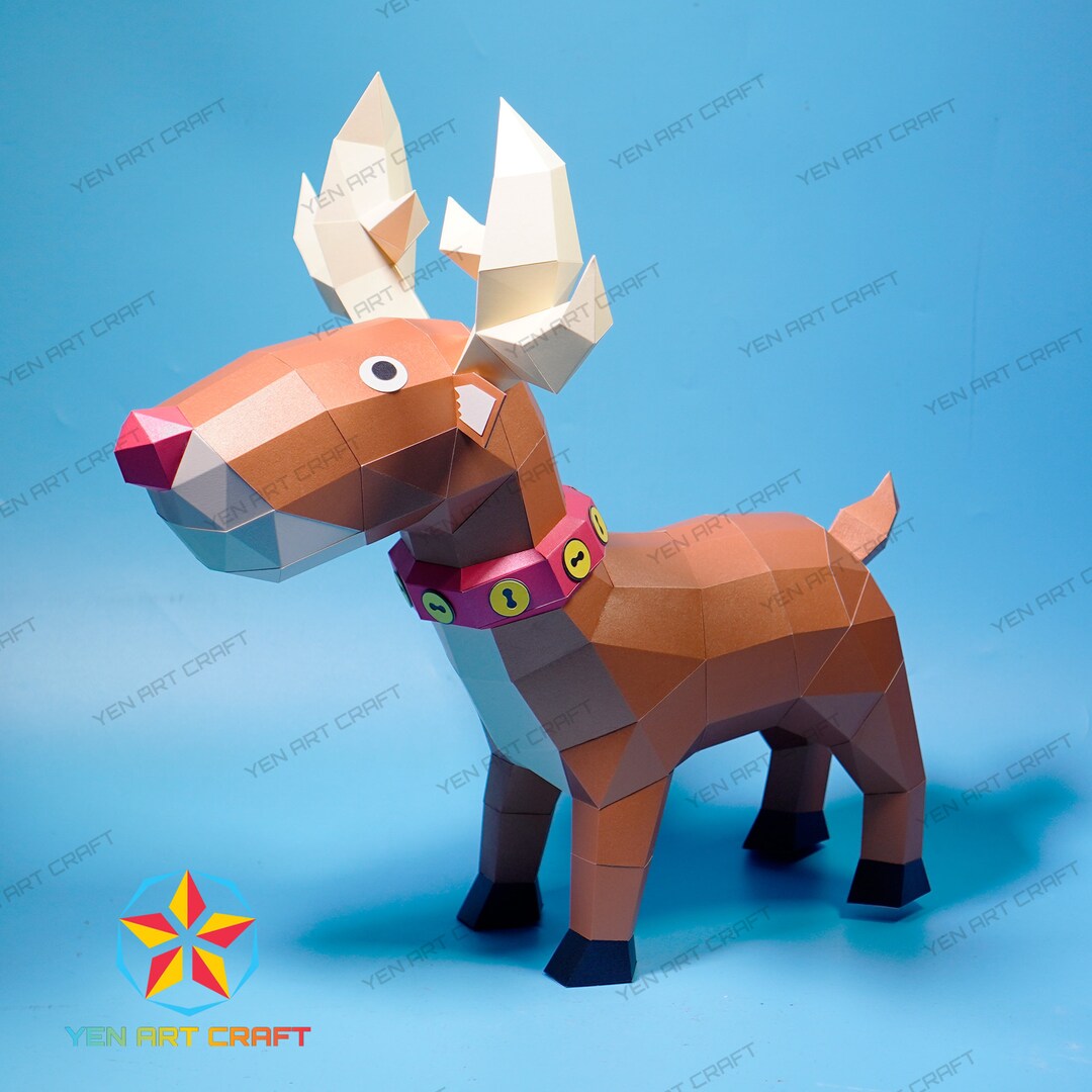 Papercraft Reindeer Rudolph PDF, SVG Template for Cricut Projects ...