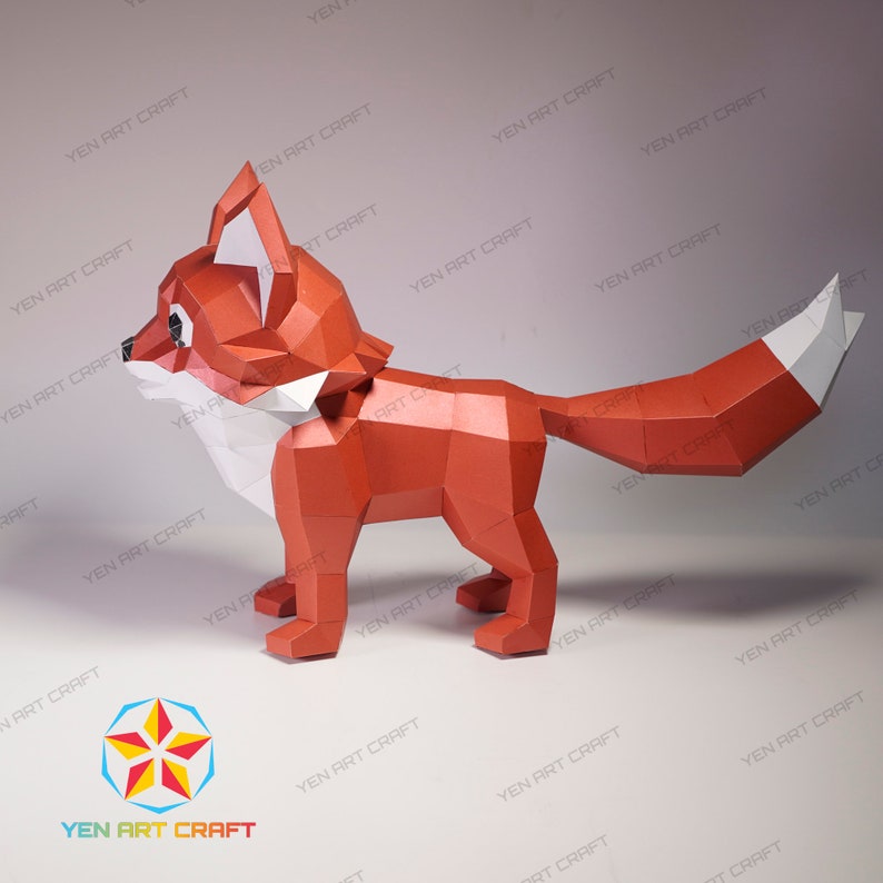 3D Fox Papercraft PDF SVG Template for Creating 3D Fox Paper - Etsy ...