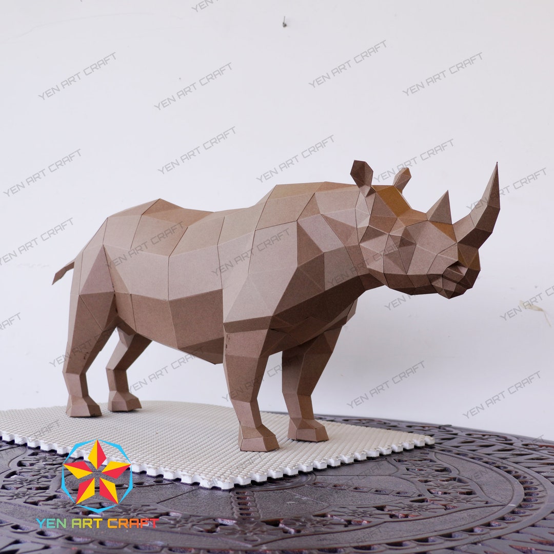 Papercraft Rhinoceros PDF, SVG Template for Cricut Project - DIY ...
