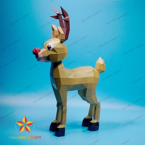 Papercraft Reindeer PDF for Printer, SVG Template for Cricut Projects ...