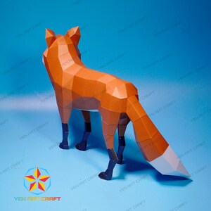 Low Poly Fox Walking 3D Papercraft PDF, SVG Template for Creating 3D ...