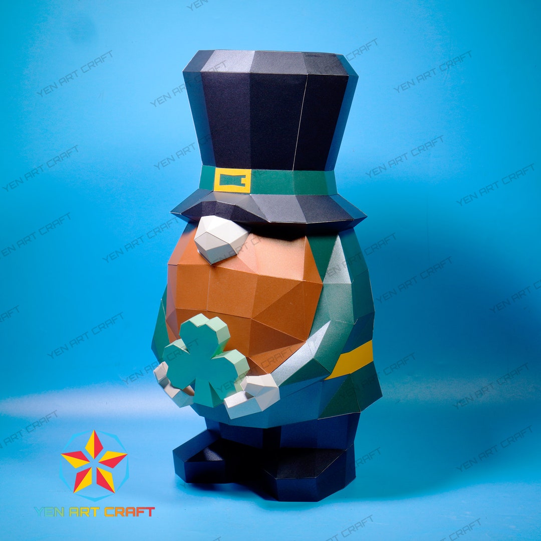 3D Papercraft Gnome Leprechaun PDF, SVG Template for Cricut Projects ...