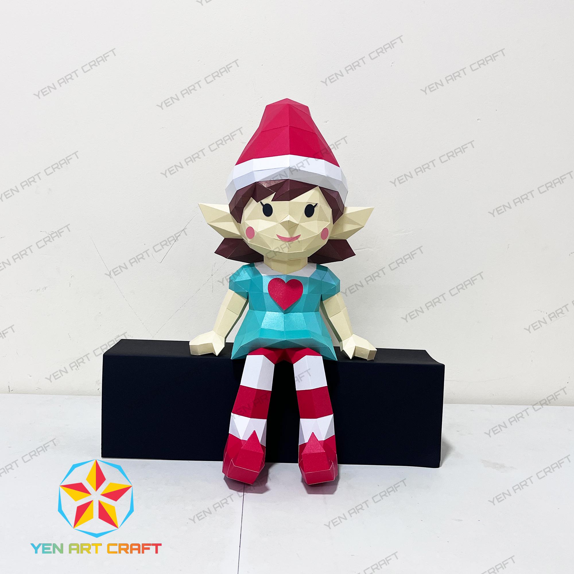3D Female Elf Christmas Papercraft | DIY SVG PDF Template for Cricut ...