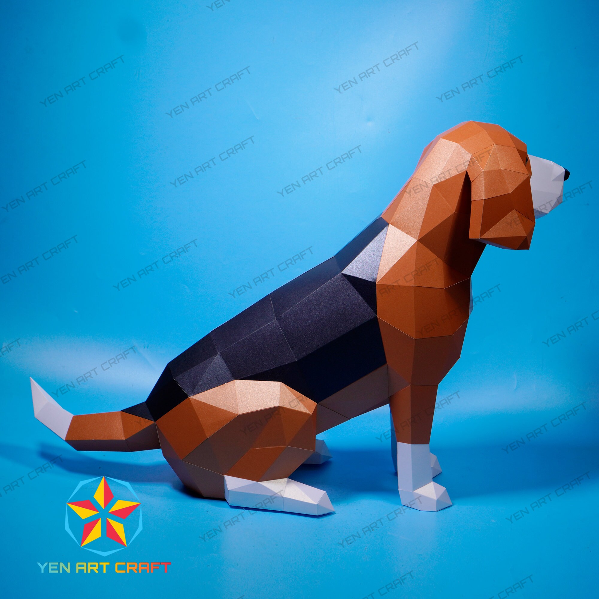 Papercraft Beagle PDF, SVG Template for Cricut Project - DIY Beagle ...