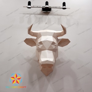 Papercraft Bull Head PDF, SVG Template for Cricut Project - DIY Bull ...